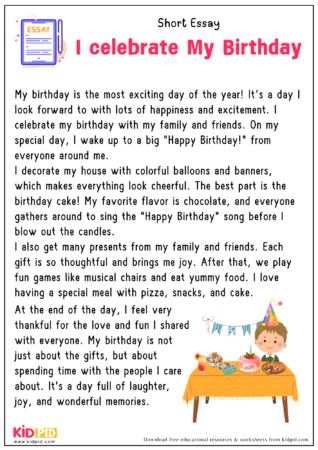 Essay - I Celebrate My Birthday - Kidpid