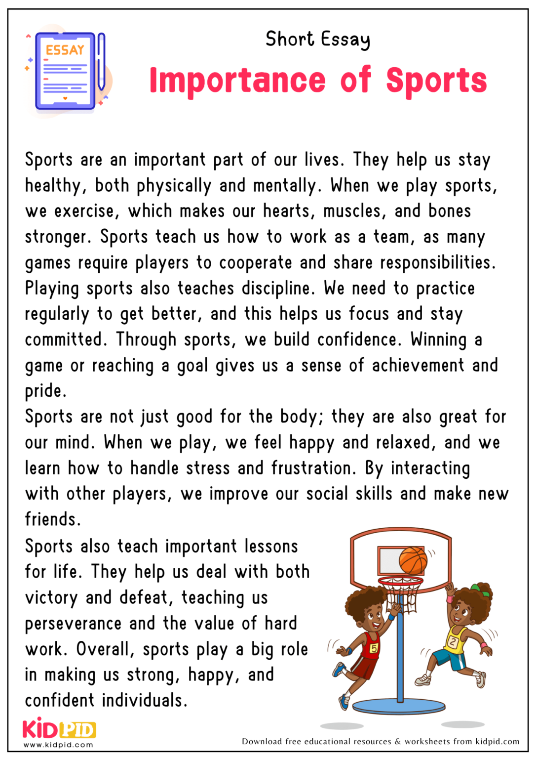 Essay - Importance of Sports - Kidpid
