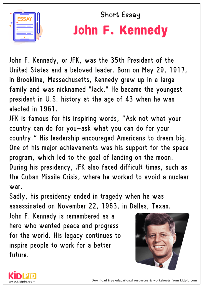 Essay - John F. Kennedy - Kidpid
