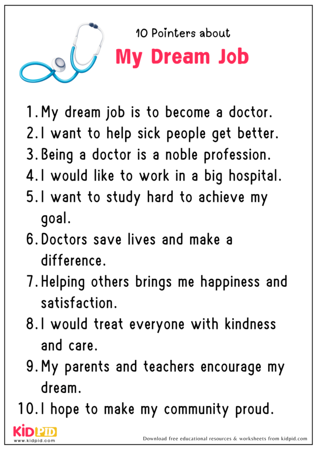 Essay - My Dream Job 'Doctor' - Kidpid