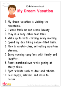 Essay - My Dream Vacation - Kidpid