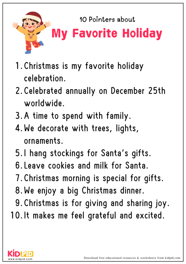 Essay - My Favorite Holiday - Kidpid