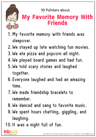 Essay - My Favorite Memory With Friends - Kidpid