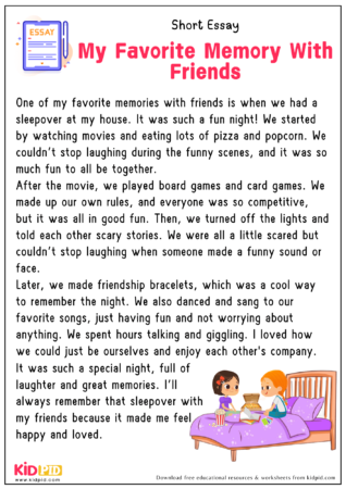 Essay - My Favorite Memory With Friends - Kidpid