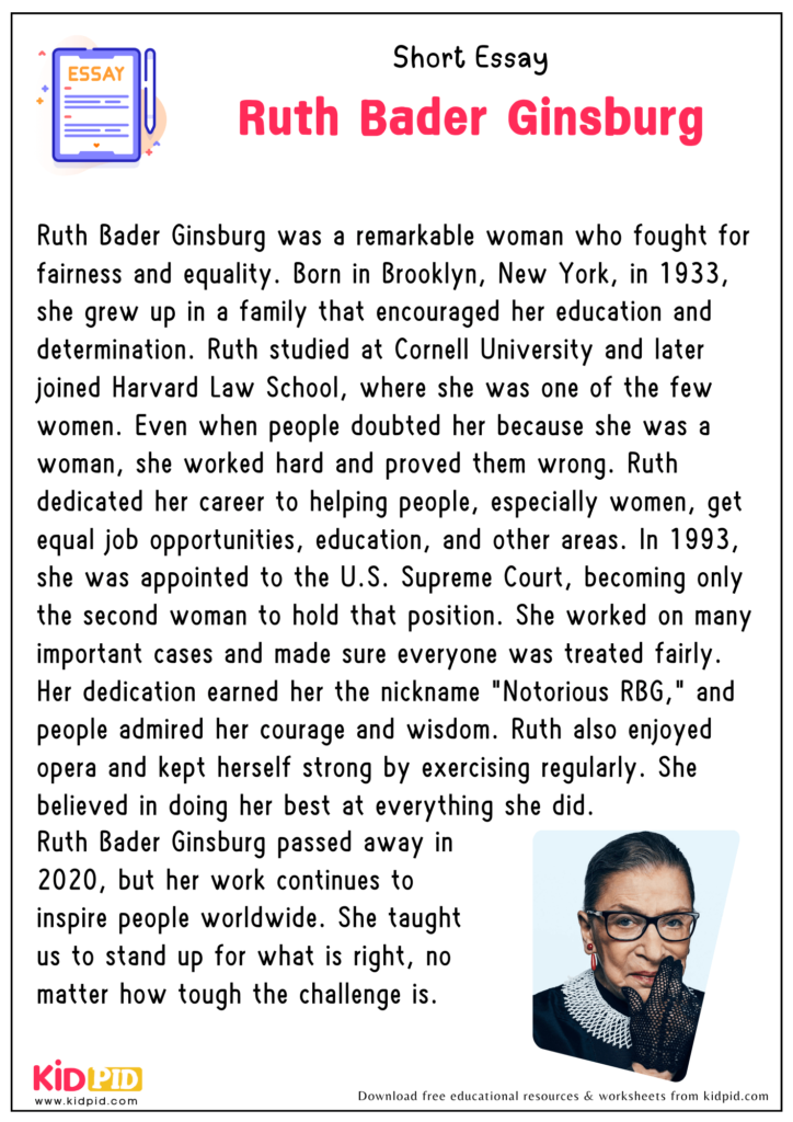 Essay - Ruth Bader Ginsburg - Kidpid