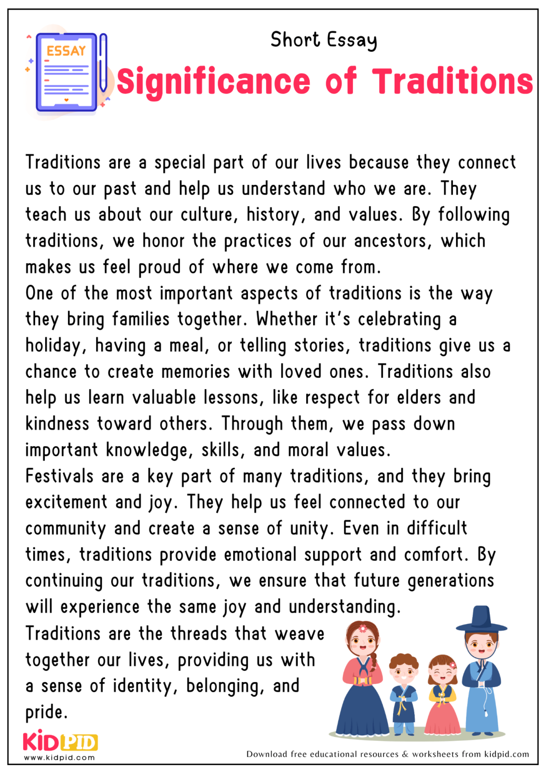 Essay - Significance of Traditions - Kidpid