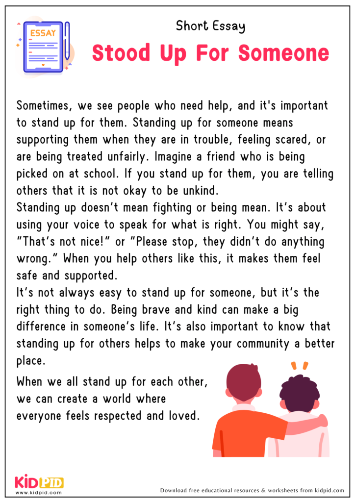 Essay - Stood Up For Someone - Kidpid