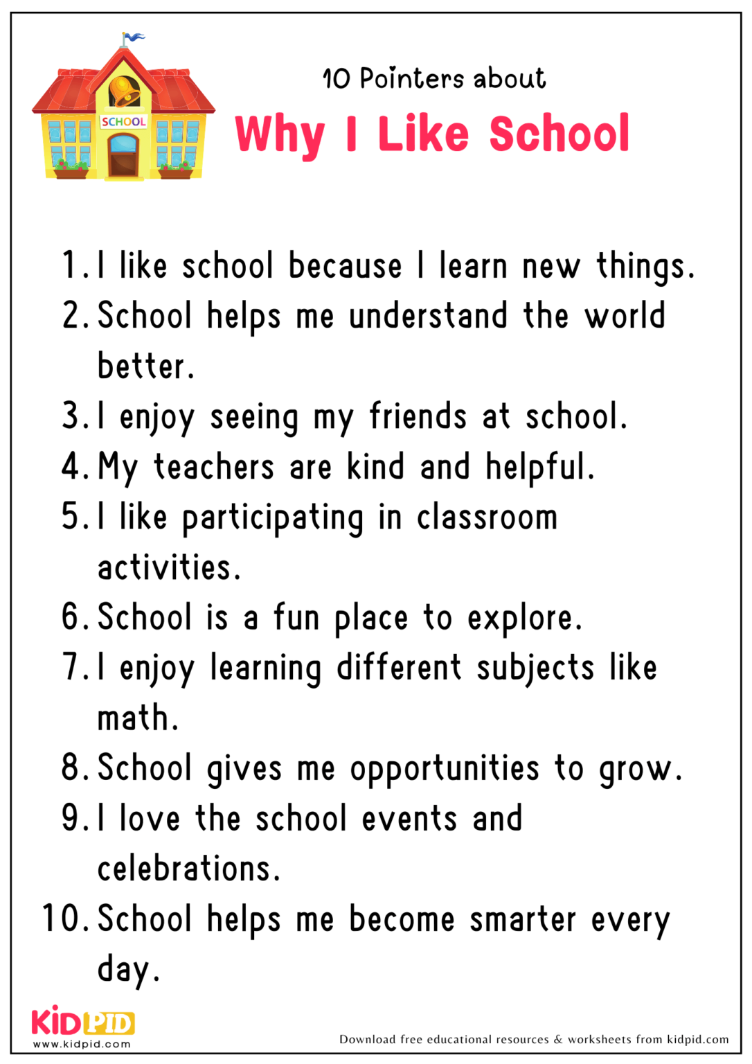 Essay - Why I Like School - Kidpid