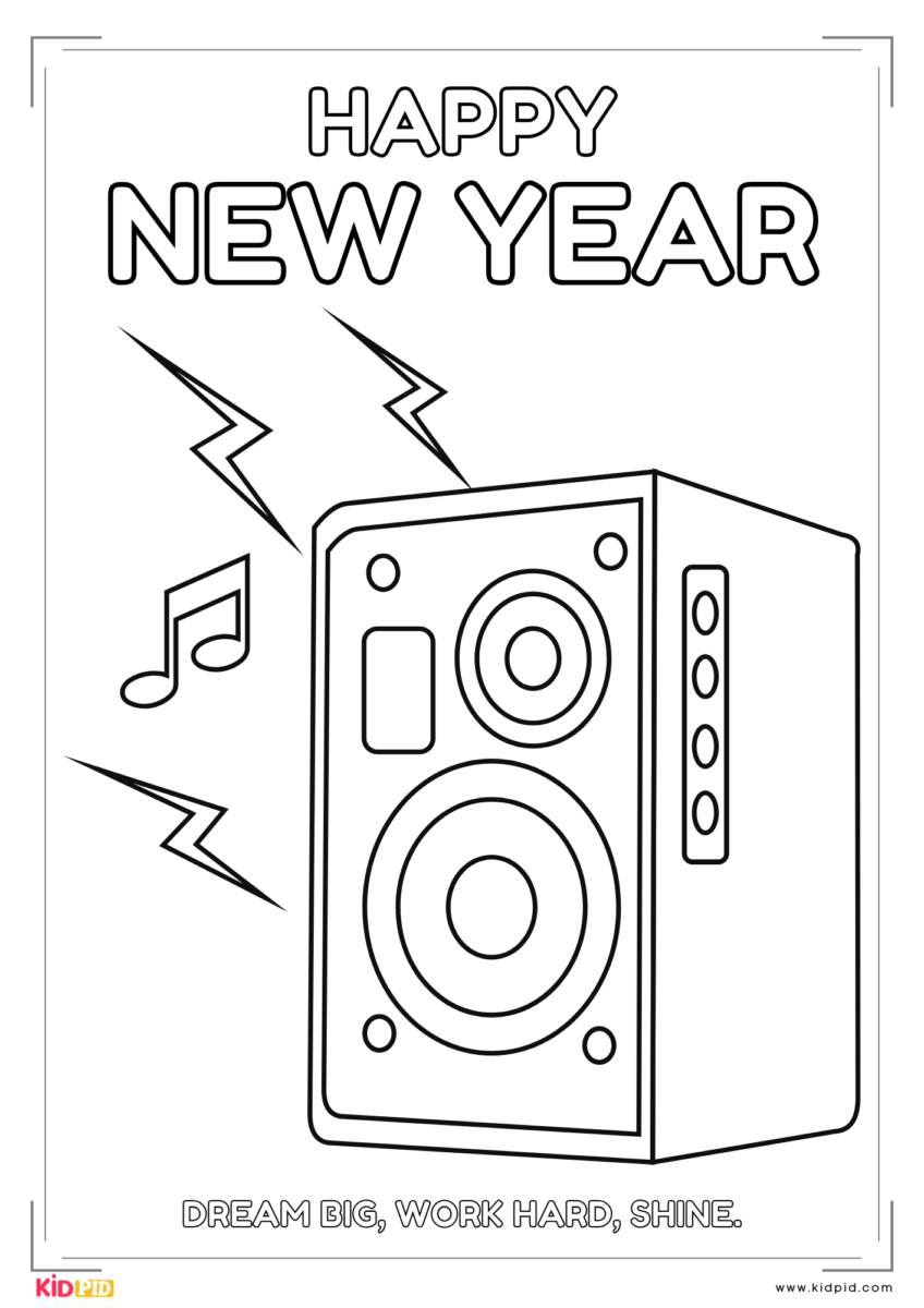Happy New Year Coloring Worksheet 2026 - Kidpid