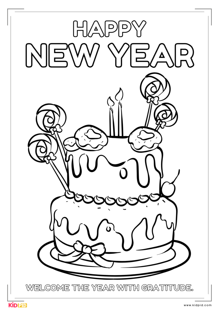 Happy New Year Coloring Worksheet 2026 - Kidpid