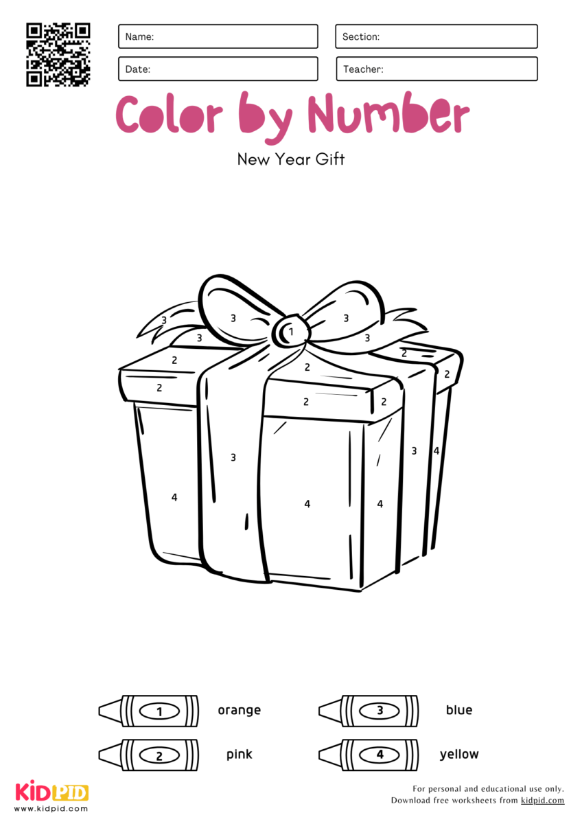 New Year Color by Number Worksheet [2026] - Kidpid