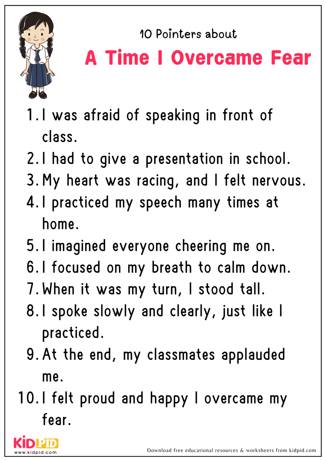 Essay - A Time I Overcame Fear - Kidpid