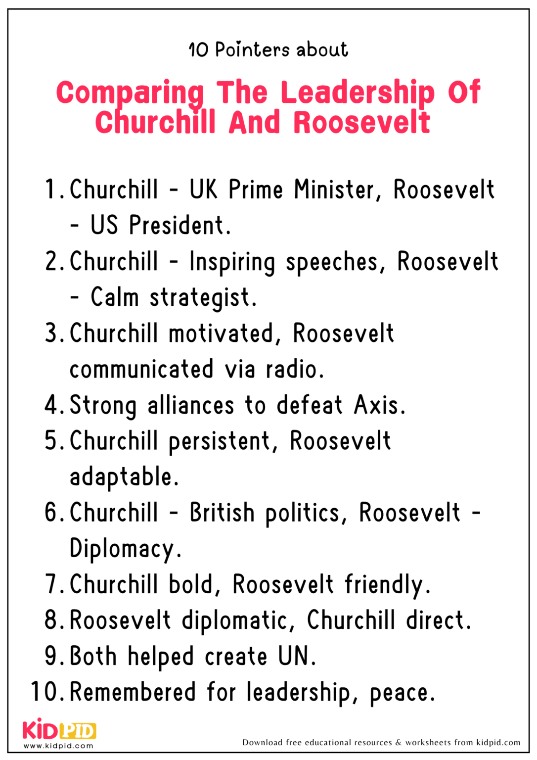 Essay - Comparing The Leadership Of Churchill And Roosevelt - Kidpid