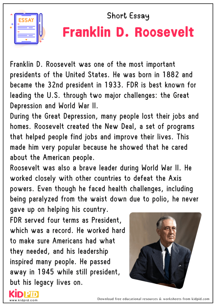 Essay - Franklin D. Roosevelt - Kidpid