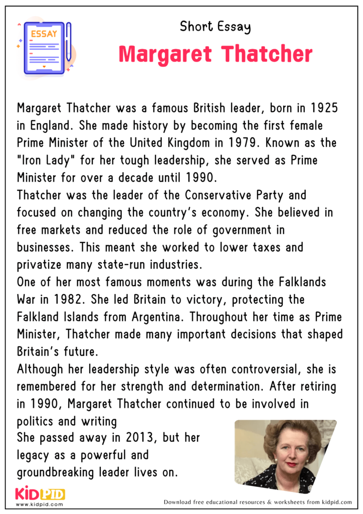 Essay - Margaret Thatcher - Kidpid