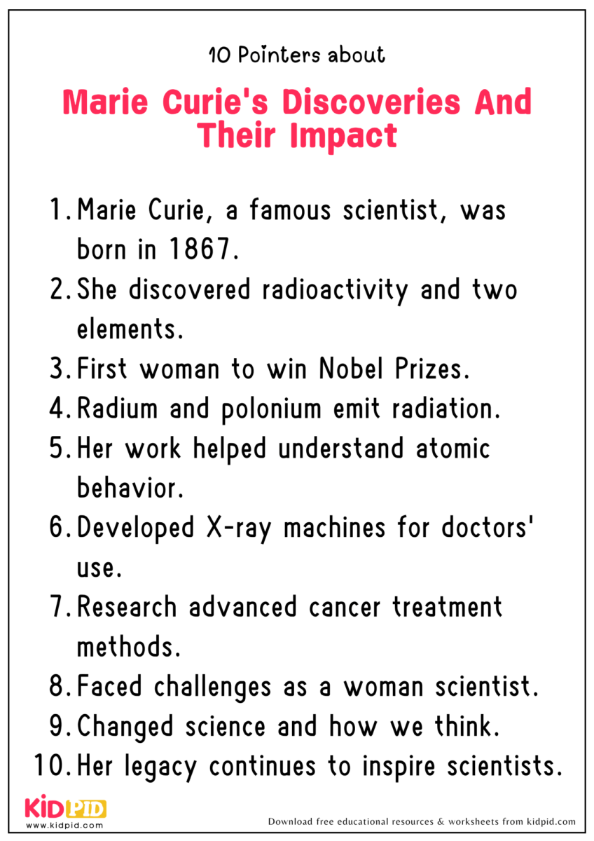 Essay - Marie Curie's Discoveries And Their Impact - Kidpid