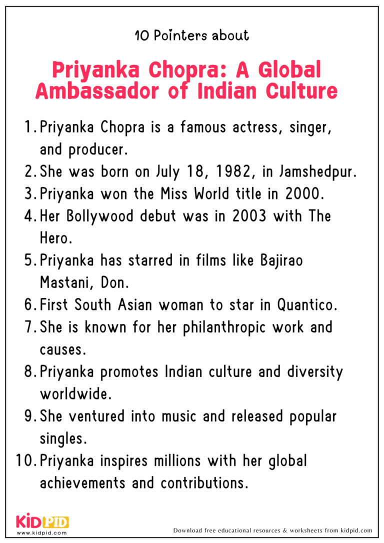 Essay - Priyanka Chopra: A Global Ambassador of Indian Culture - Kidpid