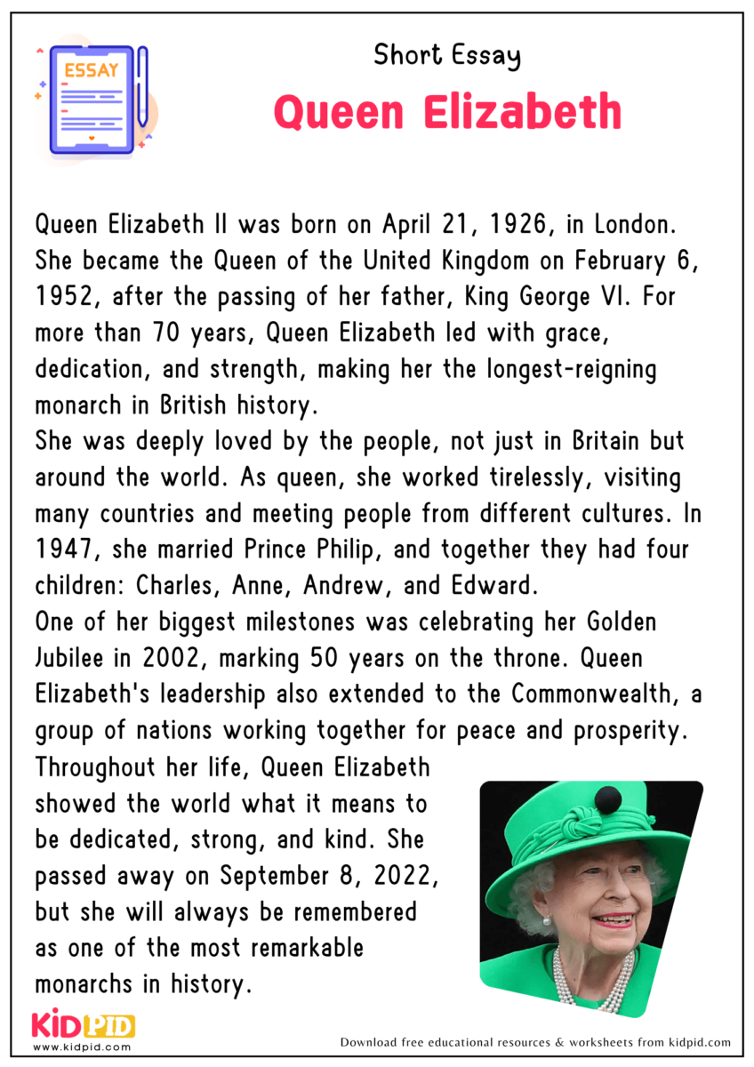 Essay - Queen Elizabeth - Kidpid