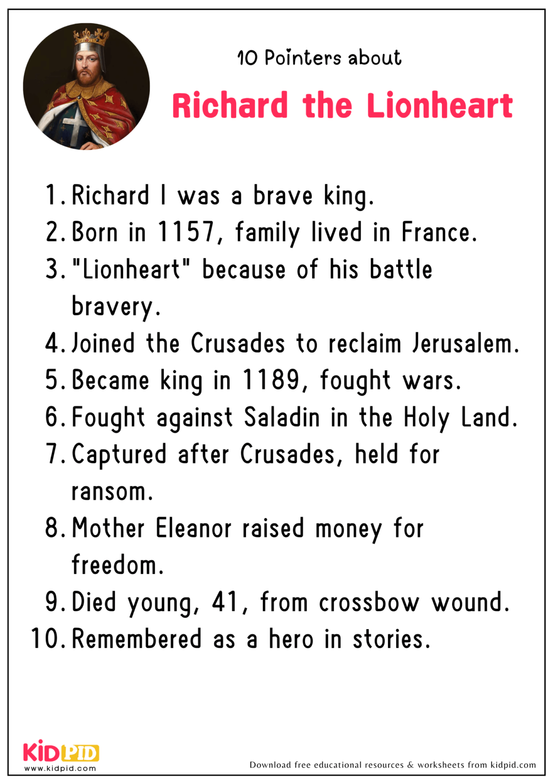 Essay - Richard The Lionheart - Kidpid