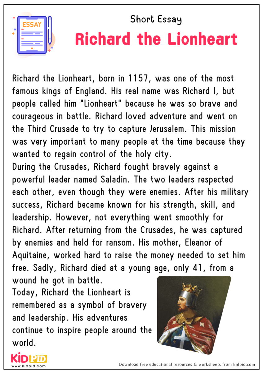 Essay - Richard The Lionheart - Kidpid