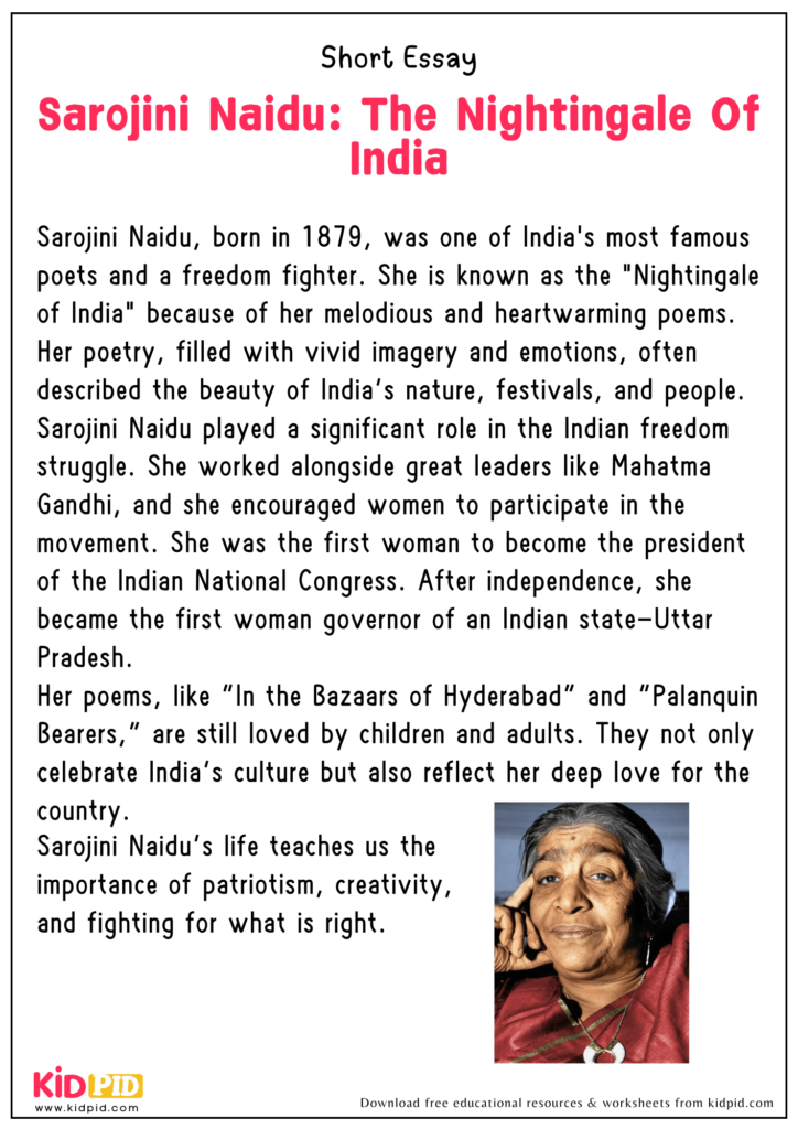 Essay - Sarojini Naidu: The Nightingale Of India - Kidpid