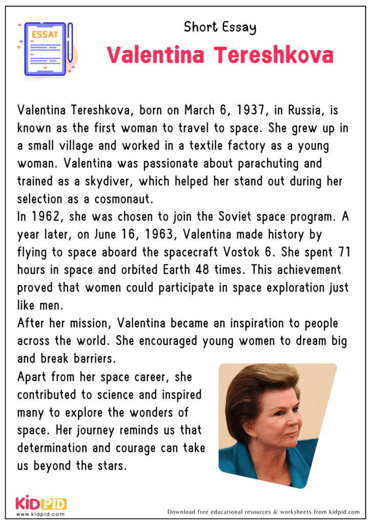 Essay - Valentina Tereshkova - Kidpid