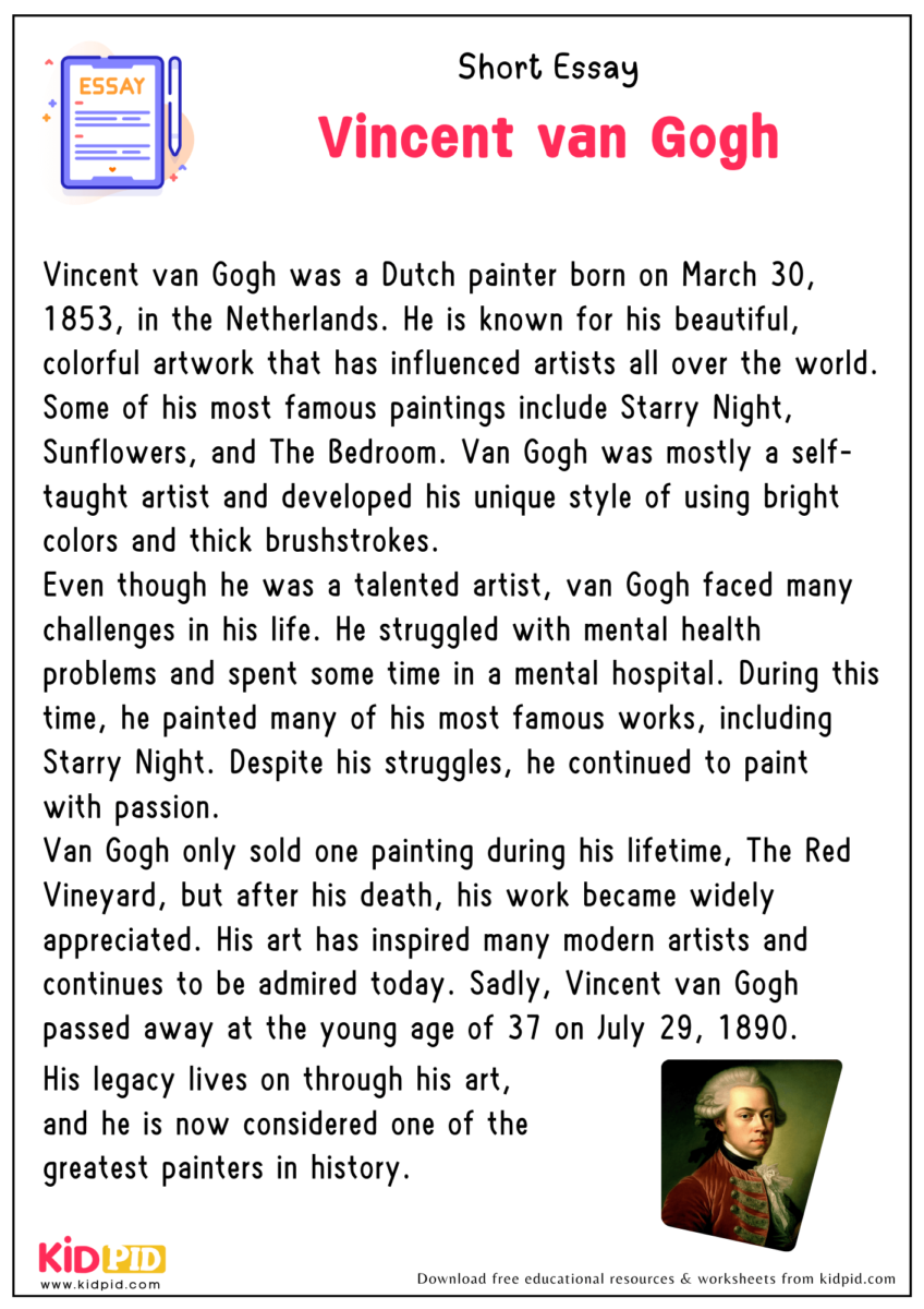 Essay - Vincent Van Gogh - Kidpid