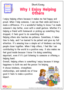 Essay - Why I Enjoy Helping Others - Kidpid