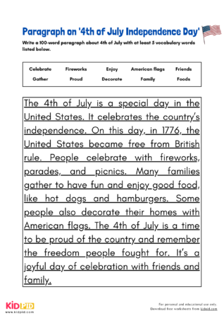Paragraph on '4th Of July Independence Day' - Kidpid