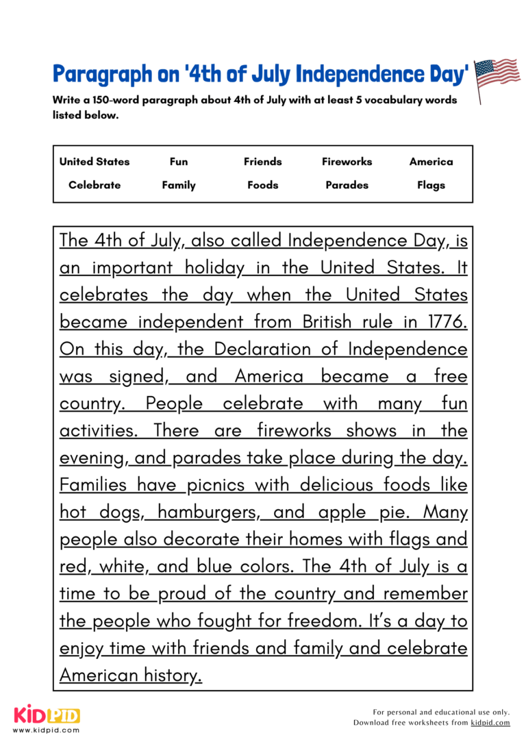 Paragraph on '4th Of July Independence Day' - Kidpid