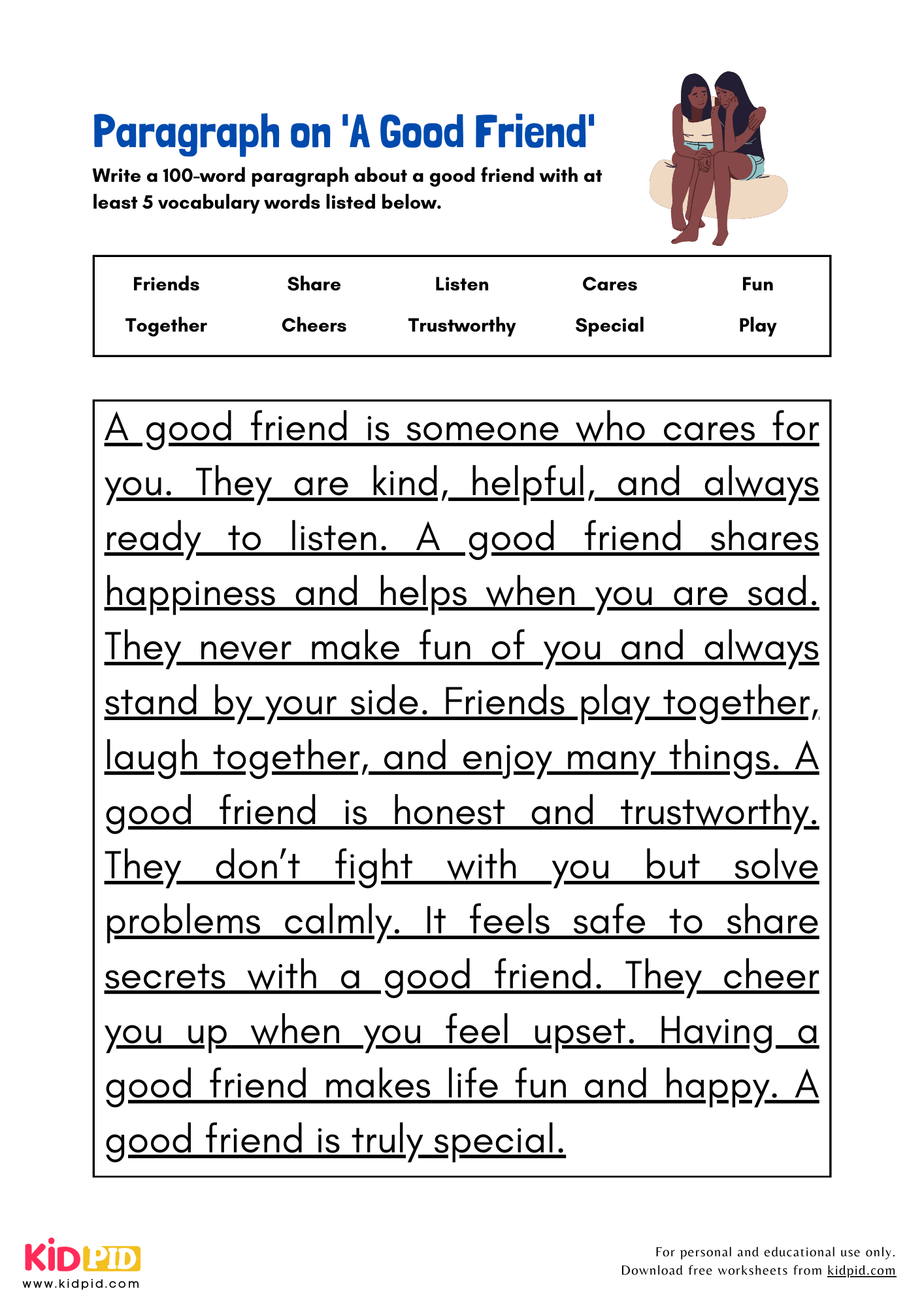 Paragraph on 'A Good Friend' - Kidpid