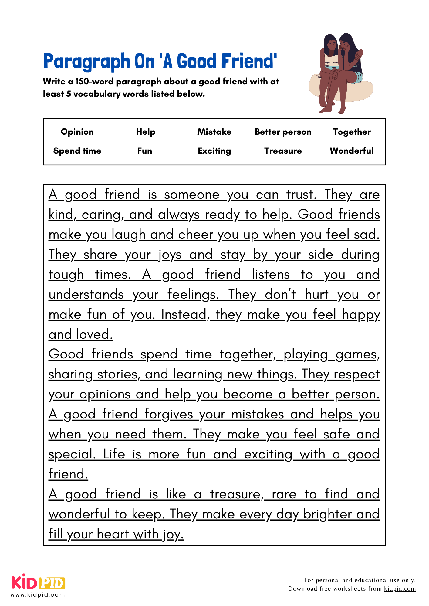 Paragraph on 'A Good Friend' - Kidpid