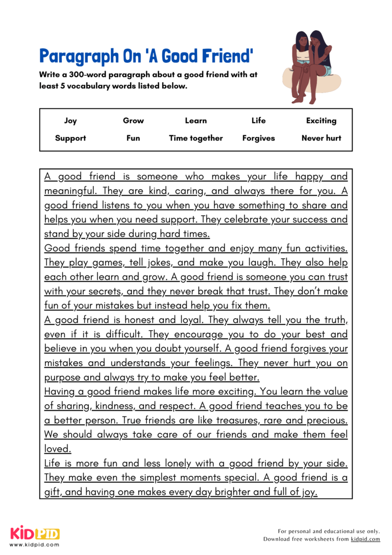 Paragraph on 'A Good Friend' - Kidpid