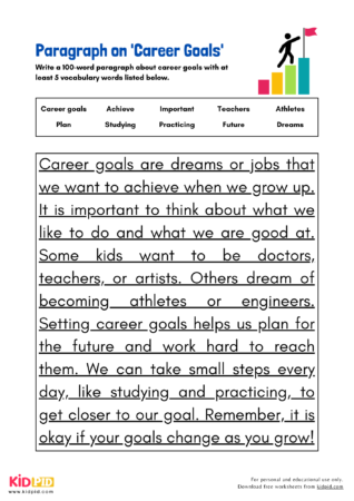 Paragraph on 'Career Goals' - Kidpid