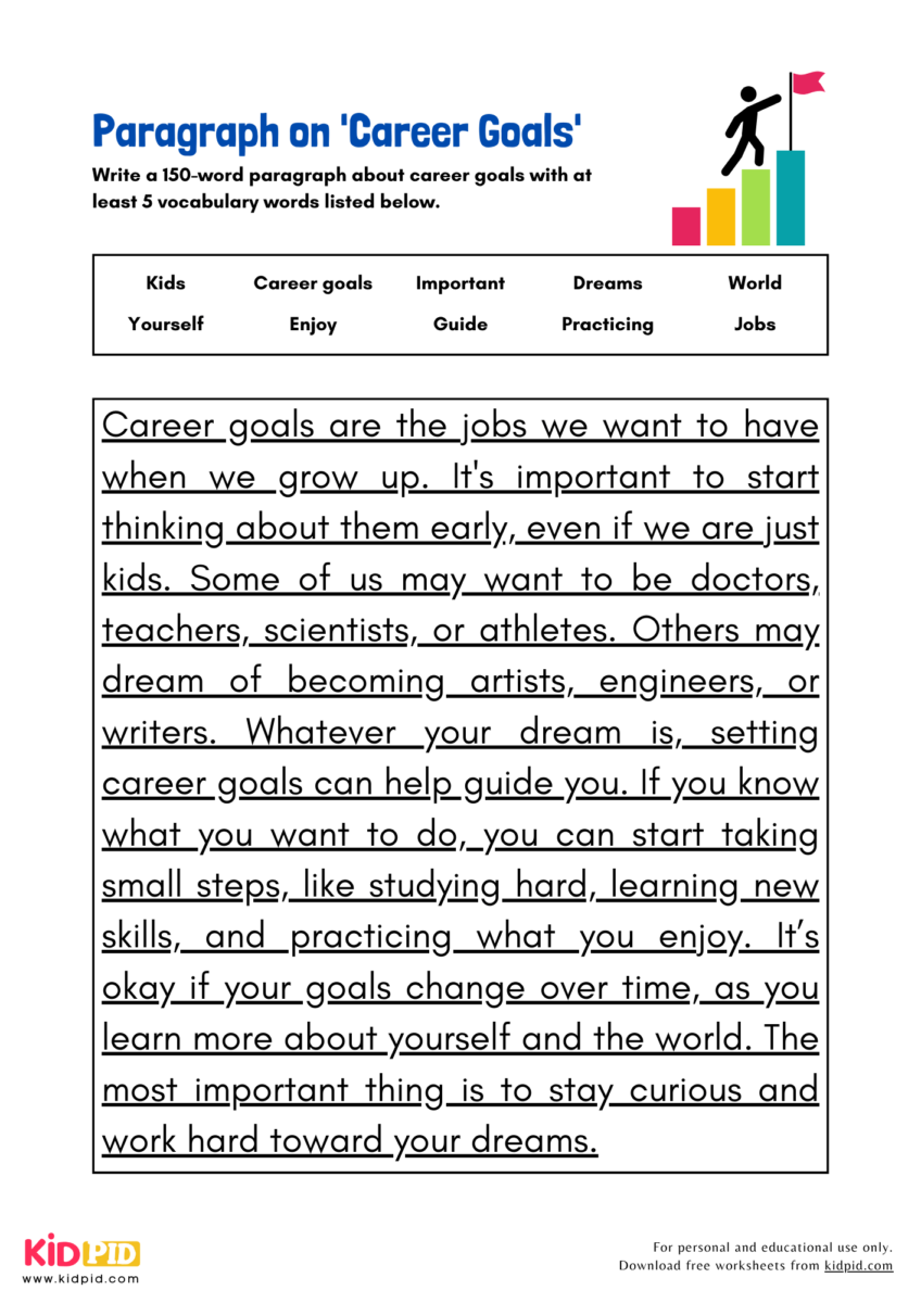 Paragraph on 'Career Goals' - Kidpid