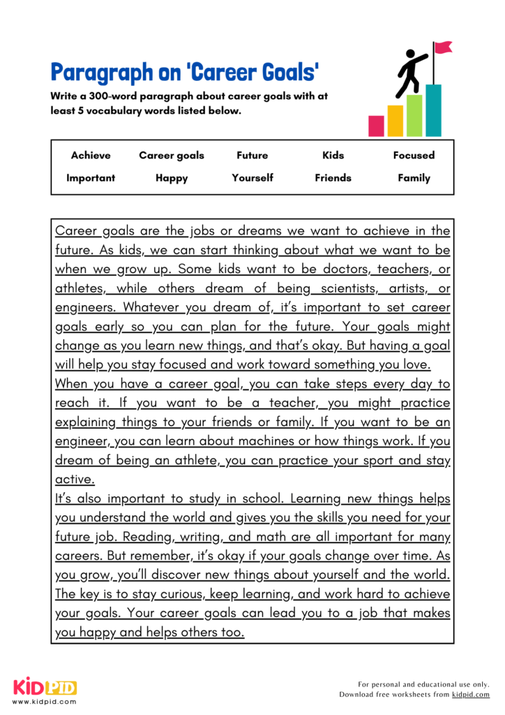 Paragraph on 'Career Goals' - Kidpid