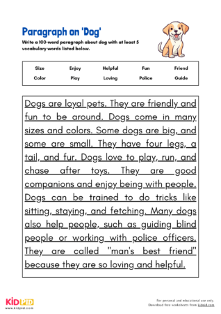 Paragraph on 'Dog' - Kidpid