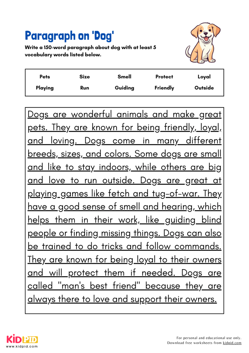 Paragraph on 'Dog' - Kidpid