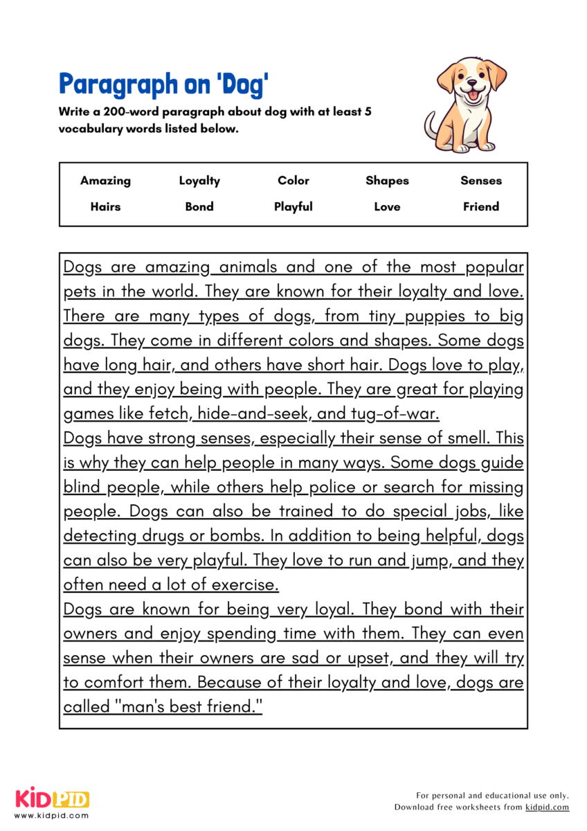 Paragraph on 'Dog' - Kidpid