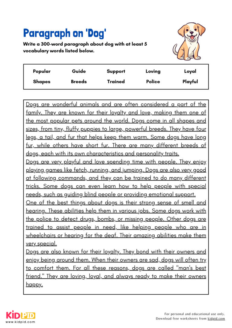 Paragraph on 'Dog' - Kidpid