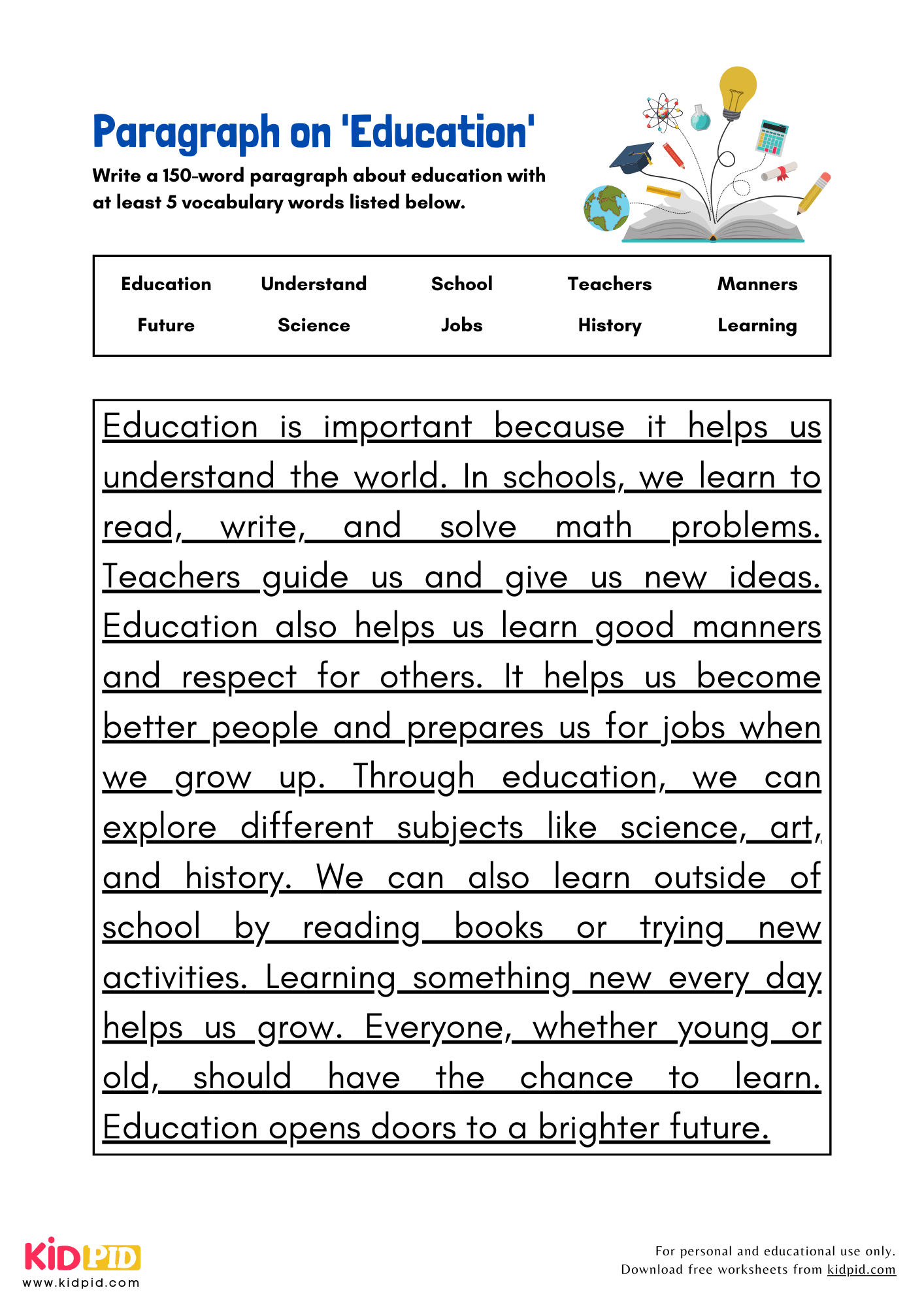 Paragraph on 'Education' - Kidpid