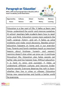 Paragraph on 'Education' - Kidpid