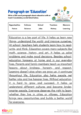 Paragraph on 'Education' - Kidpid