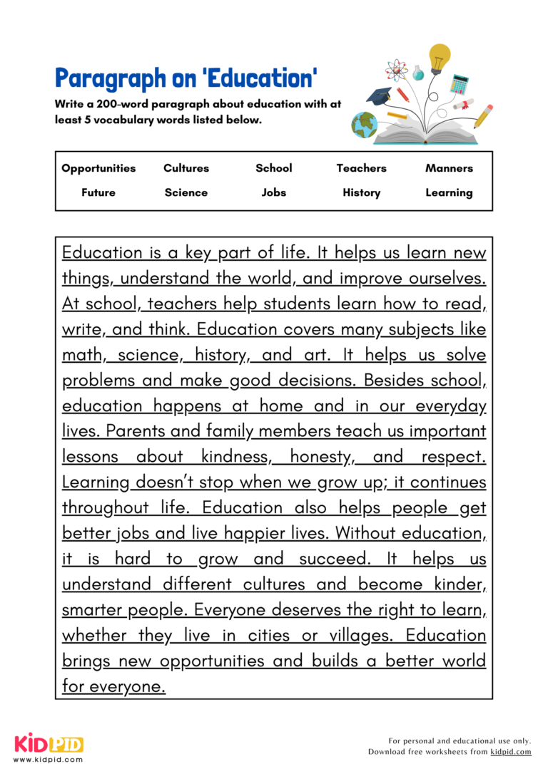 Paragraph on 'Education' - Kidpid