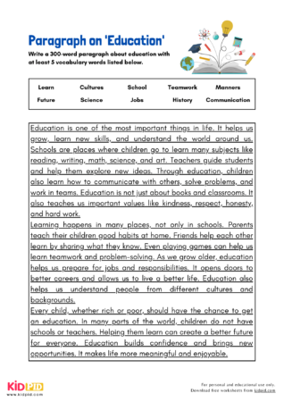 Paragraph on 'Education' - Kidpid