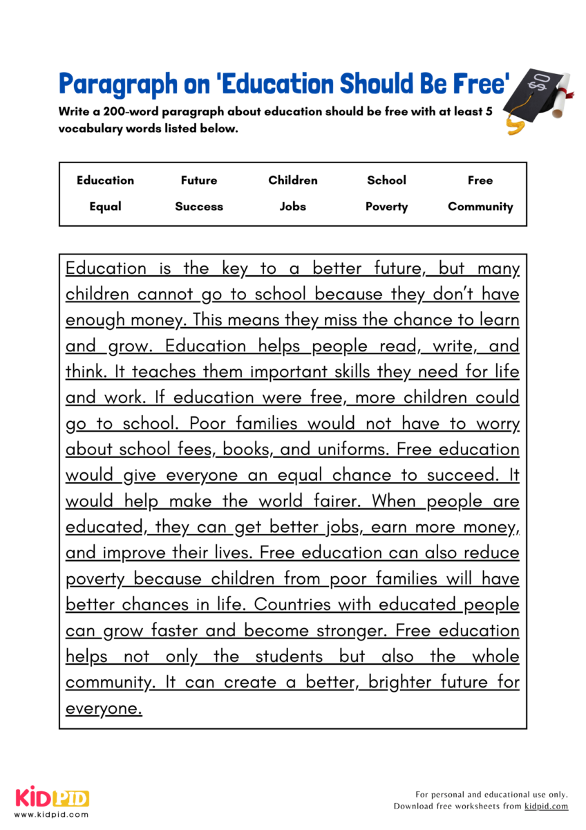 Paragraph on 'Education Should Be Free' - Kidpid
