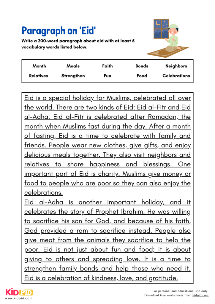 Paragraph on 'Eid' - Kidpid