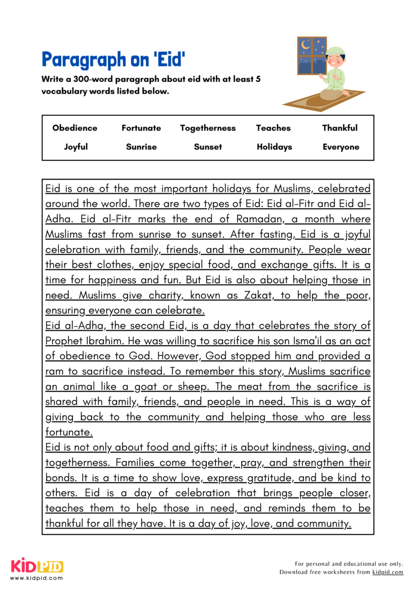 Paragraph on 'Eid' - Kidpid
