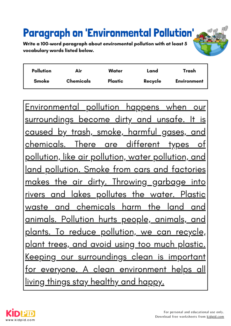 Paragraph on 'Environmental Pollution' - Kidpid