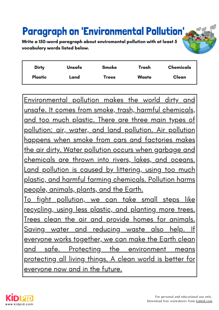 Paragraph on 'Environmental Pollution' - Kidpid